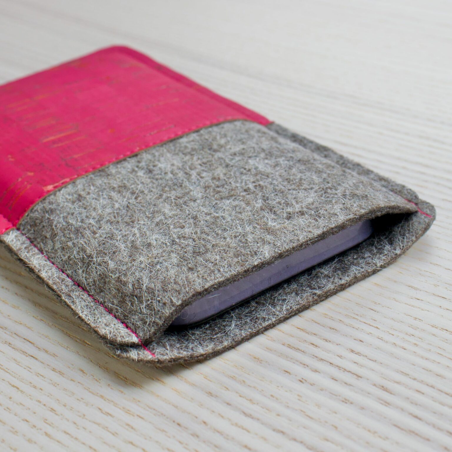 Pinke Handytasche aus Kork und Filz, Maßanfertigung - Handyhüllen aus ...